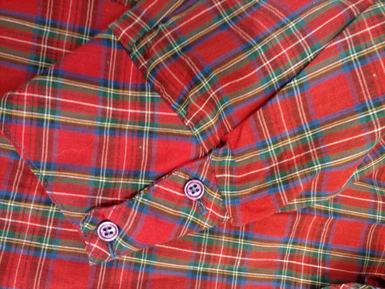 Super Feminine Red Plaid Blouse High Neck Ruffle Collar Puff - Etsy