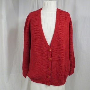 Red Alpaca Soft Wool Cardigan Sweater Quality Hand Knit - Etsy