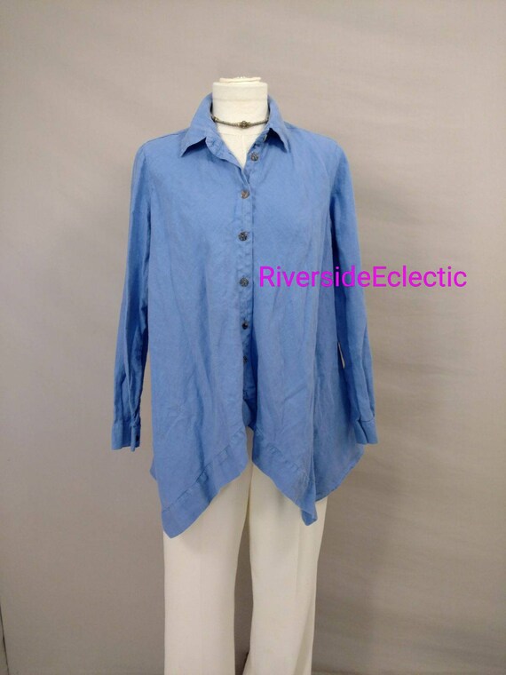 Periwinkle Vintage Shirt Jacket Linen Tunic Blouse 90's - Etsy