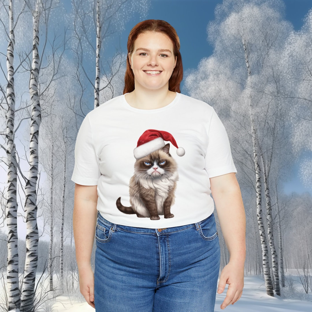 Grumpy Cat T-shirt | Christmas Kitty Tee | Holiday Cat Shirt | Cat ...