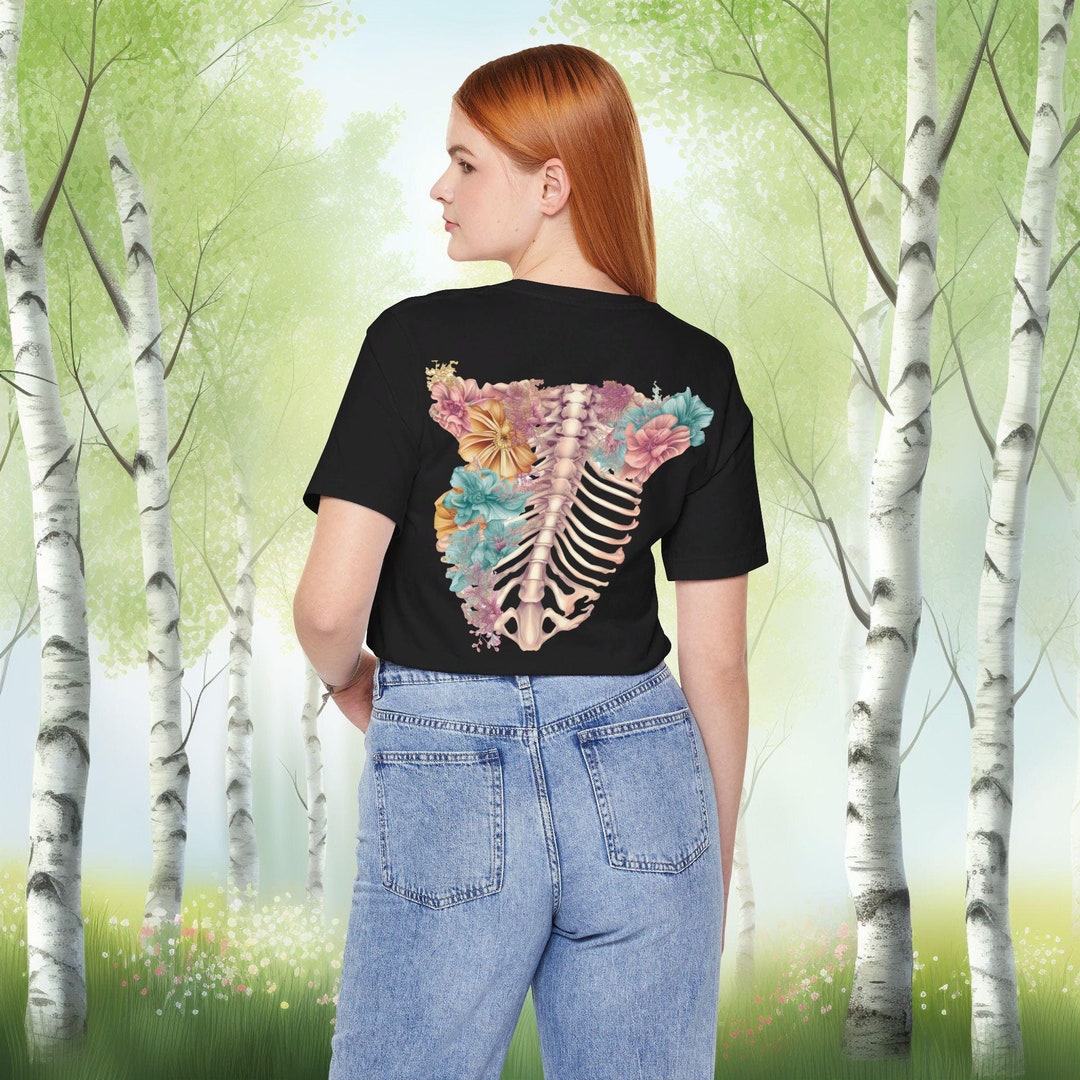 Back Skeletal Ribs Shirt | Floral Anatomy Shirt | Unique Halloween Tee ...