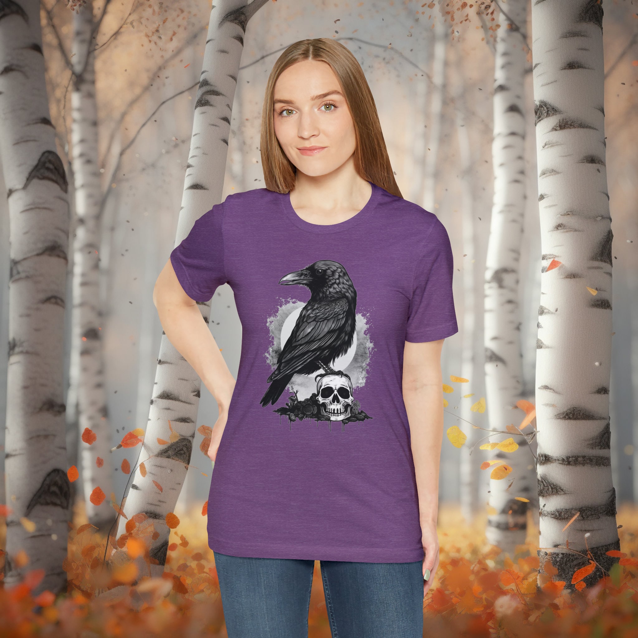 Raven Skull Shirt | Eerie Raven Tee | Halloween Raven Top | Black Bird ...