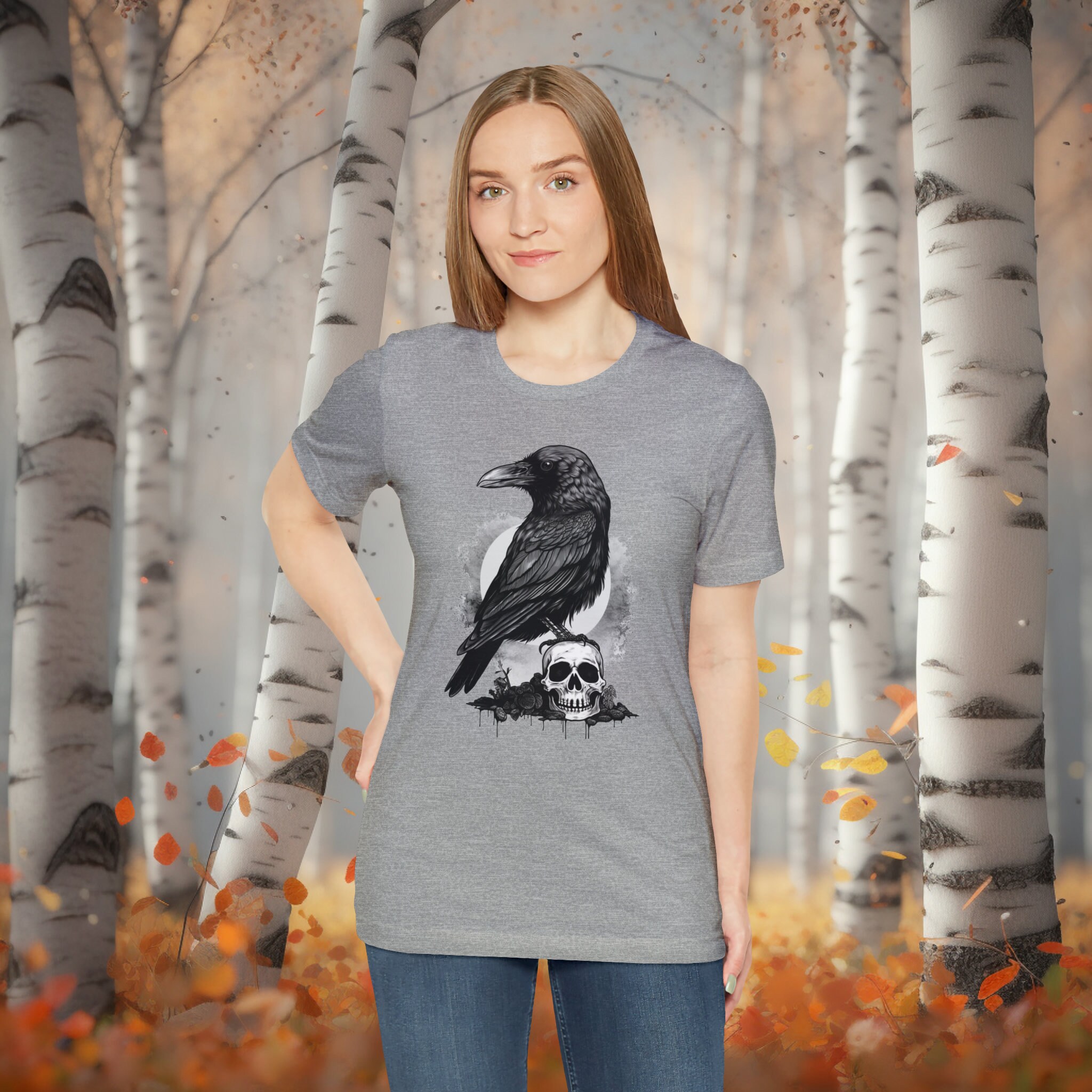 Raven Skull Shirt | Eerie Raven Tee | Halloween Raven Top | Black Bird ...