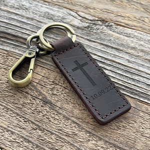 Personalized Leather Keychain: Religious Gift, Church Keyfob - Etsy