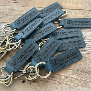 Custom Leather Keychain: Personalized Company Logo, Corporate Gift - Etsy