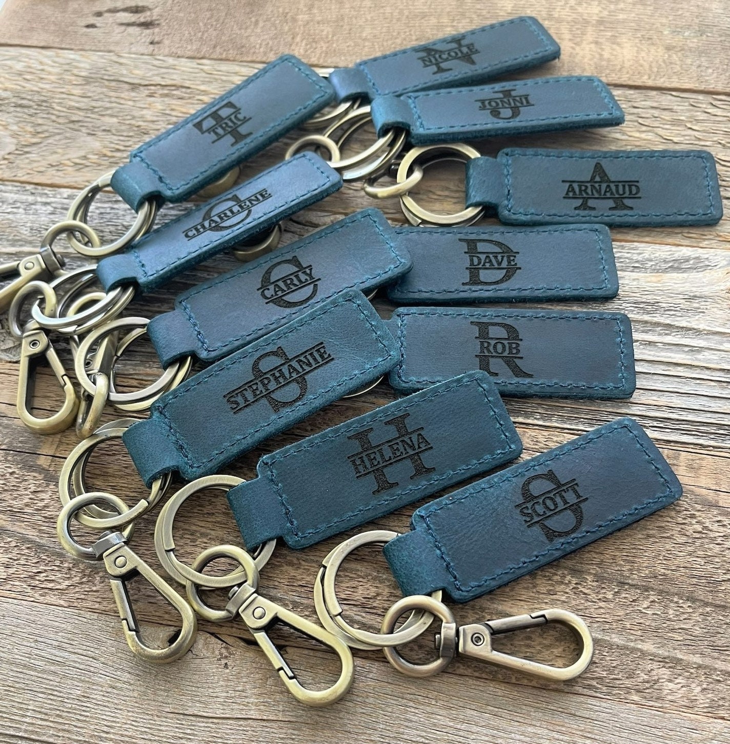 Custom Leather Keychain: Company Logo, Realtor Gift - Etsy