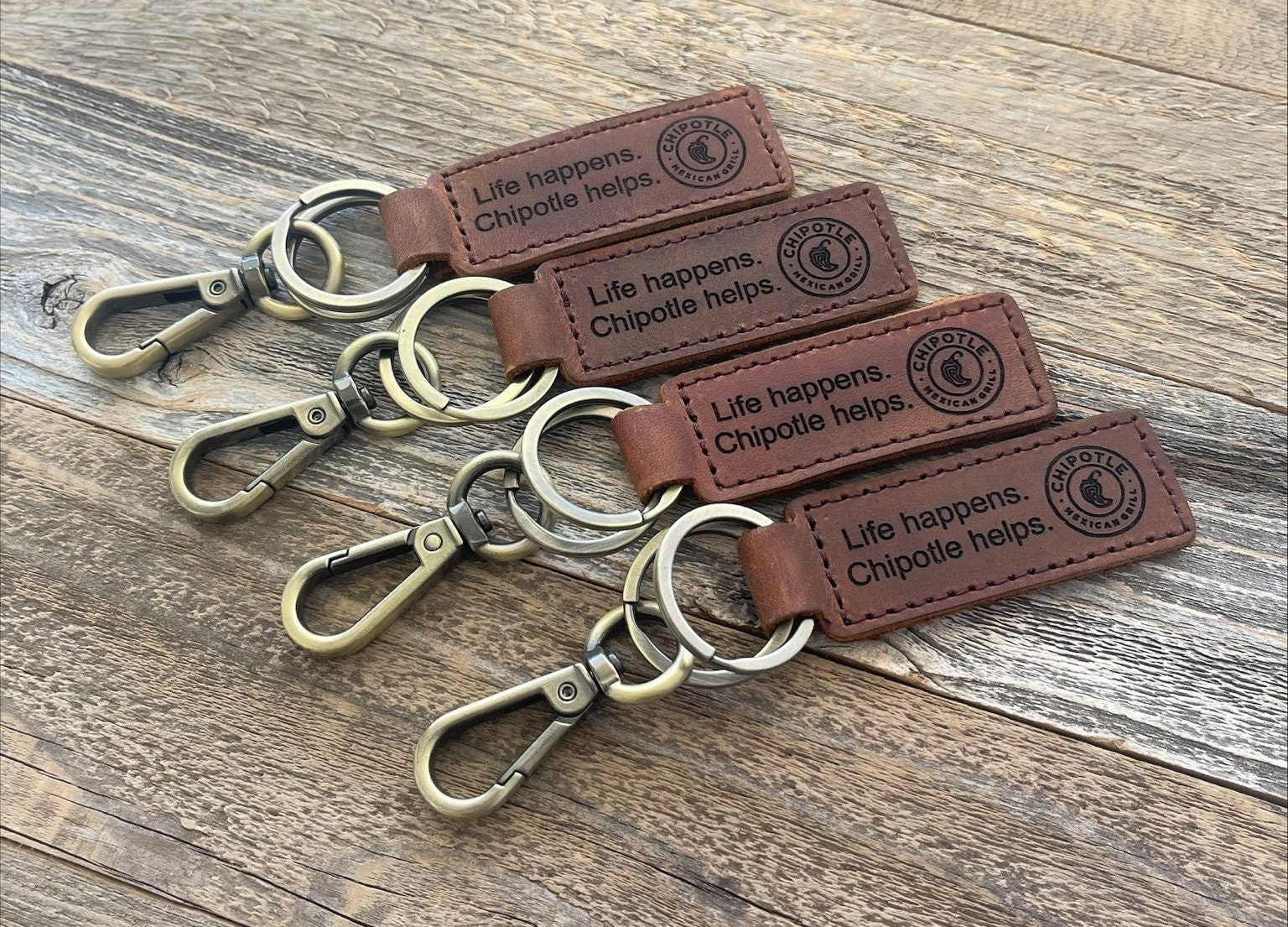 Custom Leather Keychain: Company Logo, Realtor Gift - Etsy