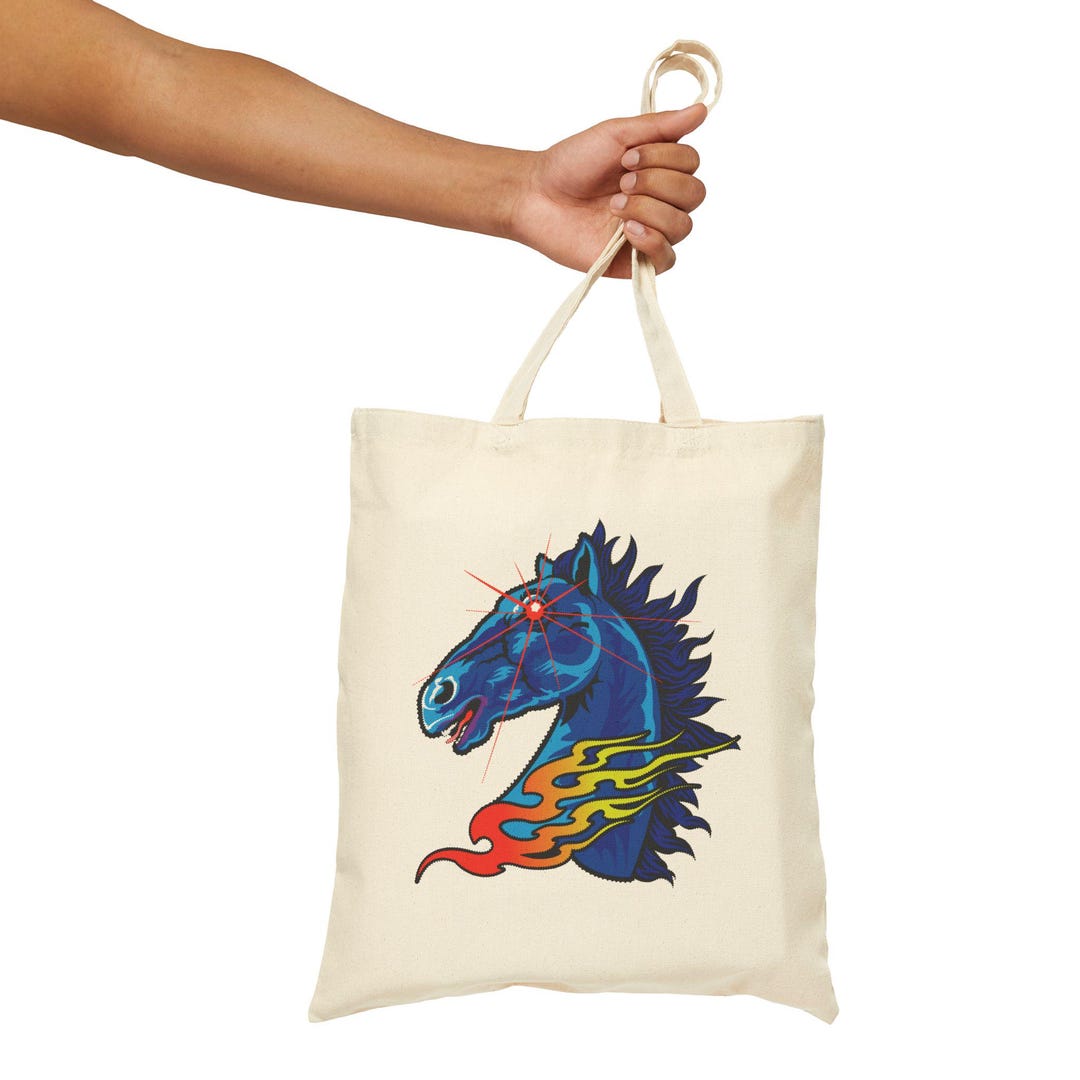 BLUCIFER Denver Airport Colorado Tattoo Style Blue Flaming Horse Cotton ...