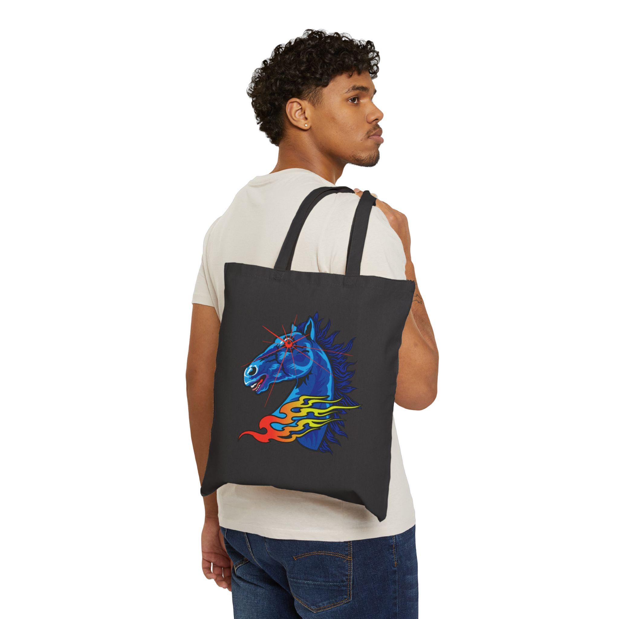 BLUCIFER Denver Airport Colorado Tattoo Style Blue Flaming Horse Cotton ...