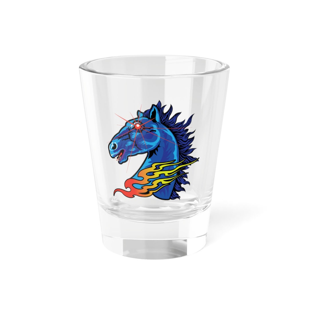 BLUCIFER Blue Horse Flaming Heavy Colorado Metal Shot Glass, 1.5oz - Etsy