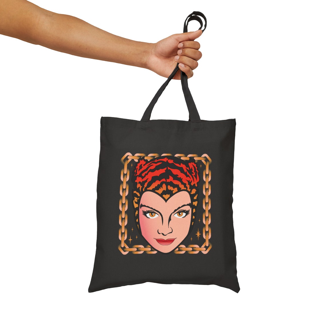 LA TIGRA Retro Tiger Pinup Tattoo Chainlink Pop Art Cotton Canvas Tote ...