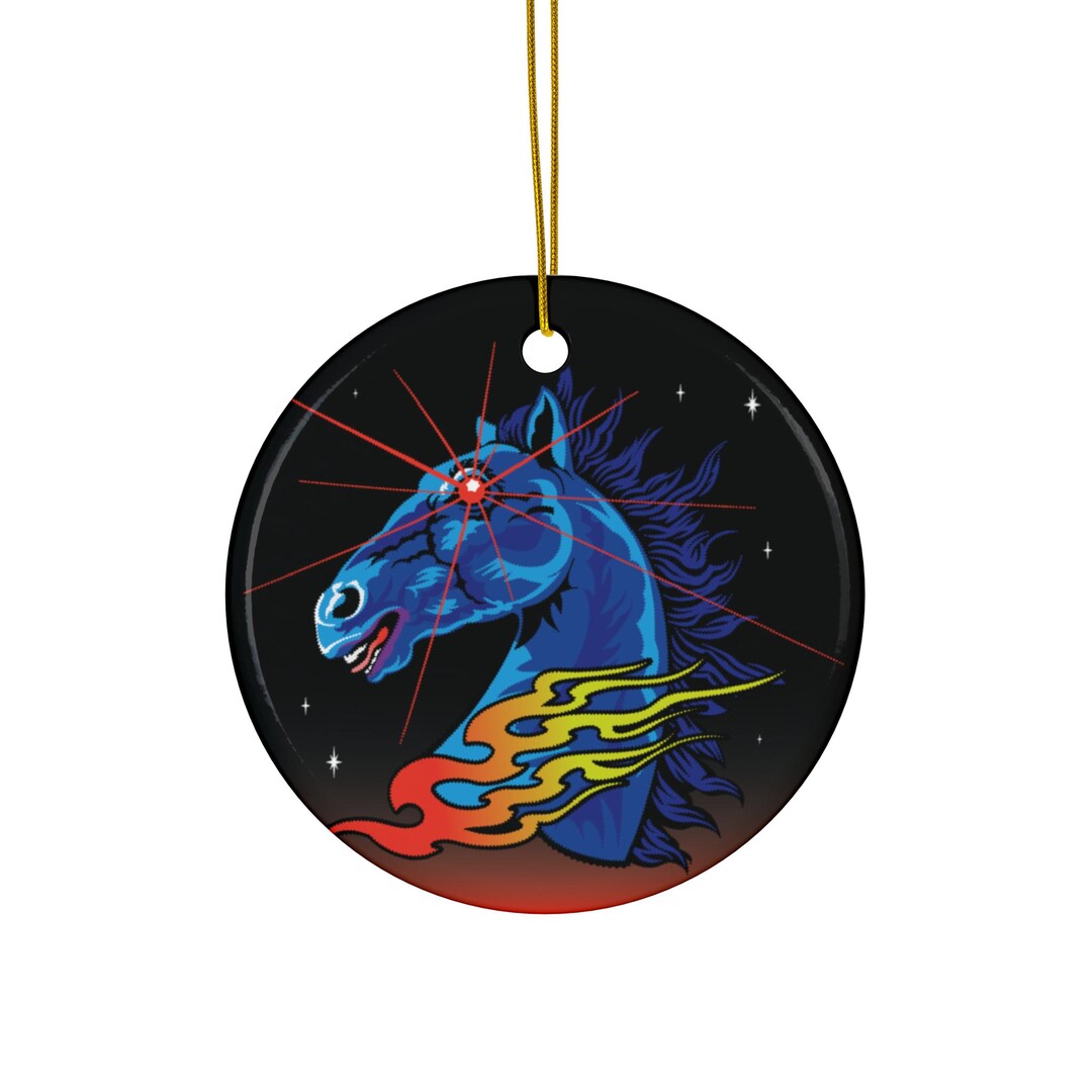 BLUCIFER Colorado Denver Airport Spooky Laser Blue Devil Horse Ceramic ...