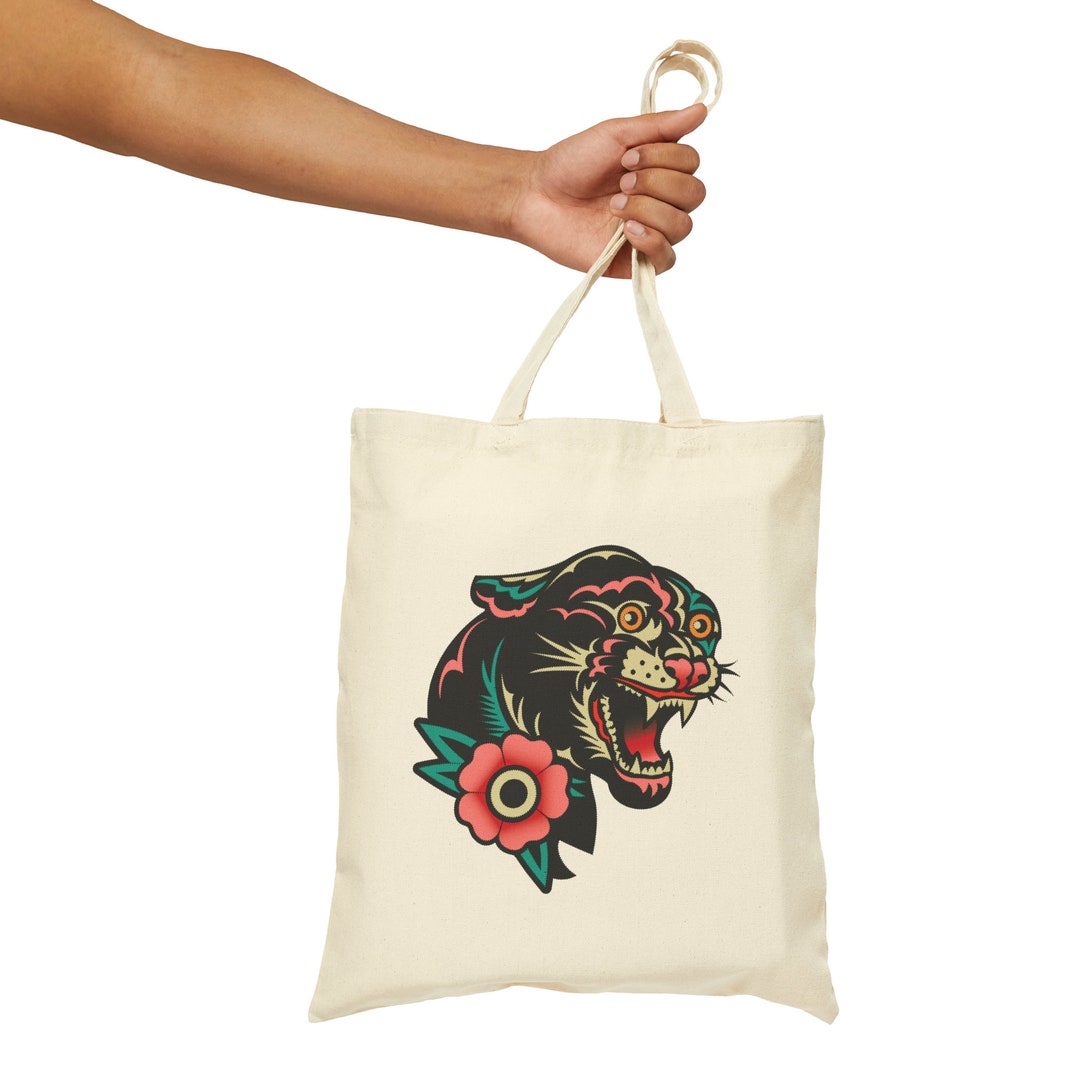 PANTERA Retro Tattoo Panther Flower Pop Art Cotton Canvas Tote Bag - Etsy