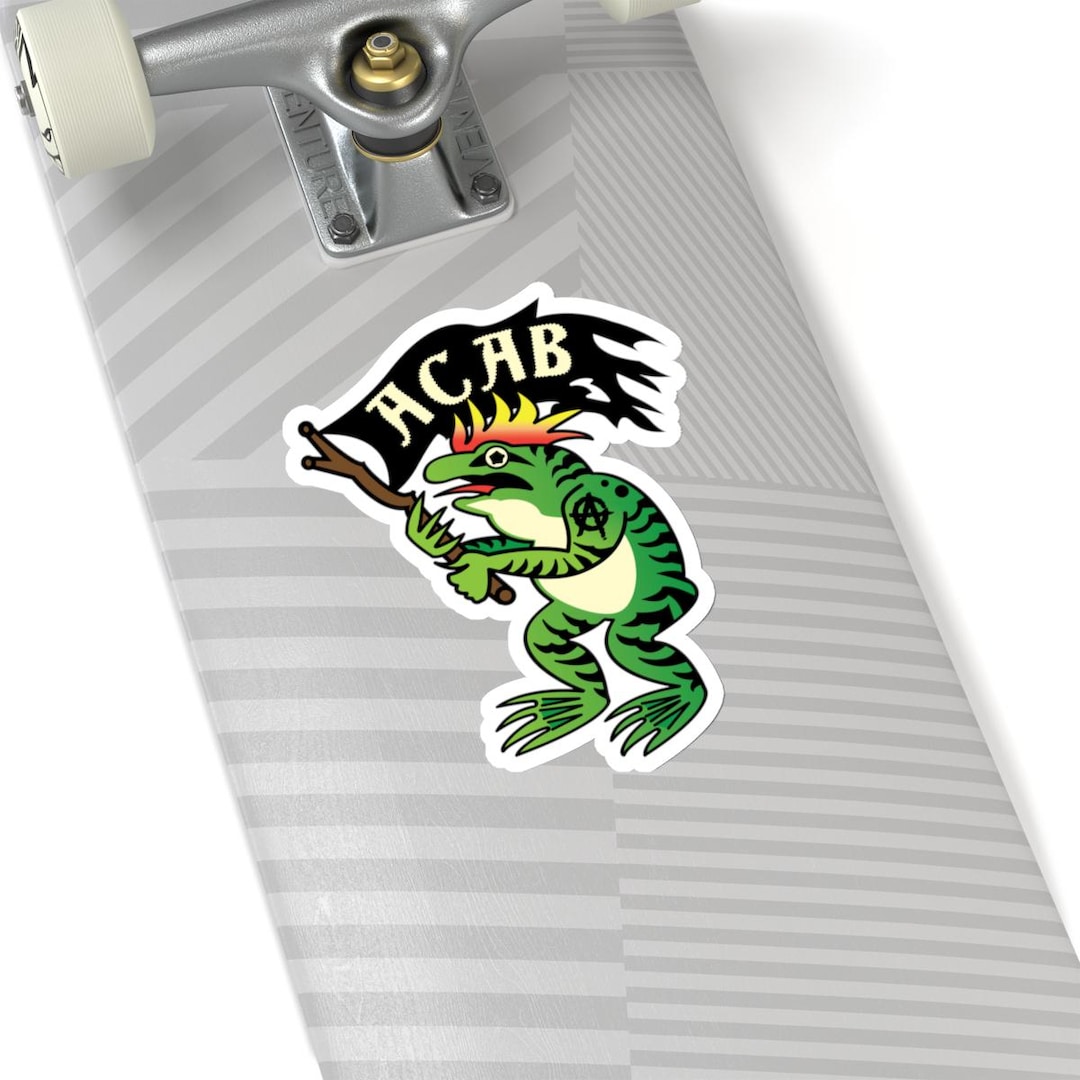 ACAB FROG Funny Toad Anarchy Punk Rock Tattoo Tribal Amphibian Kiss-cut ...
