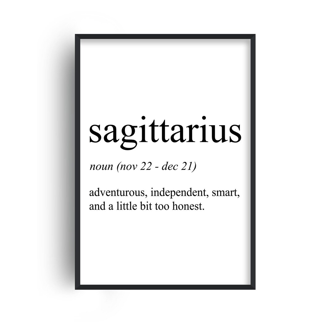 Sagittarius Star Sign Definition Sign, Modern Dictionary Meaning Poster ...
