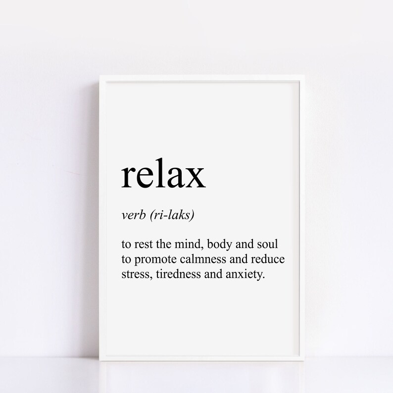 Digital Download Print Relax Definition Print Printable | Etsy