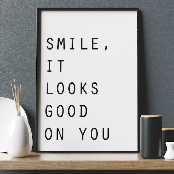 Smile It Looks Good On You Quote Love Gift Bedroom Etsy smile-it-looks-good-on-you-quote-love-gift-bedroom-etsy
