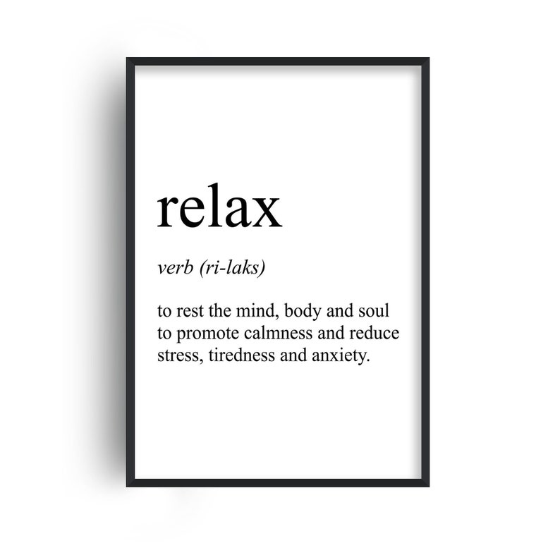Digital Download Print Relax Definition Print Printable - Etsy