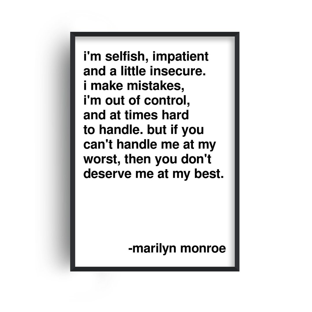 Selfish Sign, Modern Affirmation Poster, Monroe Life Quote Print ...