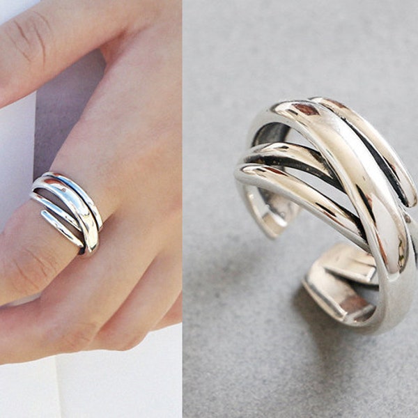 Chunky Silver Ring - Etsy UK