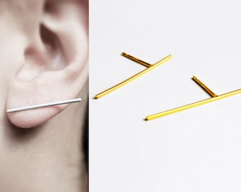 Silver Line Earrings - Etsy