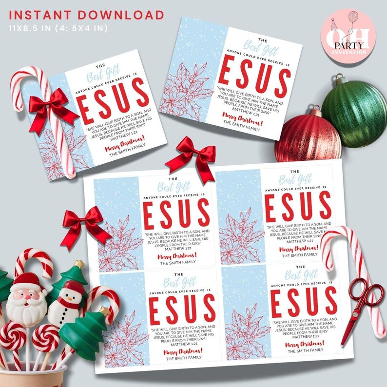 Best Gift is Jesus, Candy Cane Printable, Gift for Classmates and ...