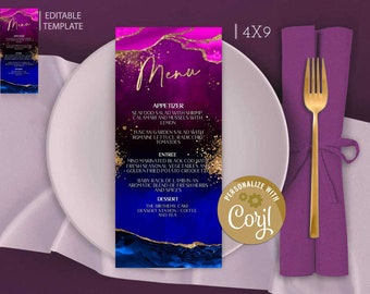 Royal Blue Menu Template - Etsy