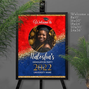 DIY Blue Red Gold Graduation Party Decorations Senior 2025 Favors ...