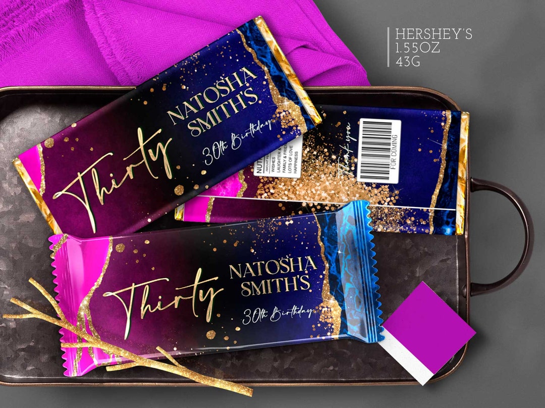 Editable Fuchsia and Royal Blue Candy Bar Birthday Party Favors for ...