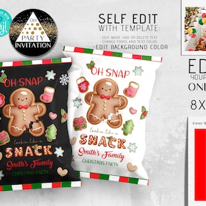 DIY Gingerbread Christmas Chip Bag Party Decorations, Funny Christmas ...