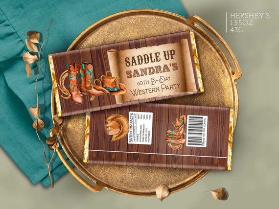 Editable Western cowgirl Candy Bar birthday decorations Rodeo party ...