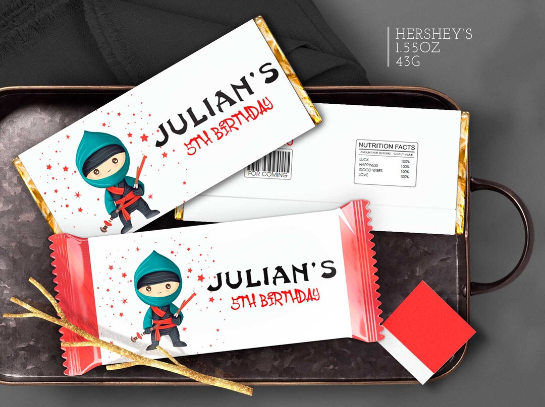 Editable Ninja Birthday Candy Bar Ninja Party Martial Arts Chocolate ...