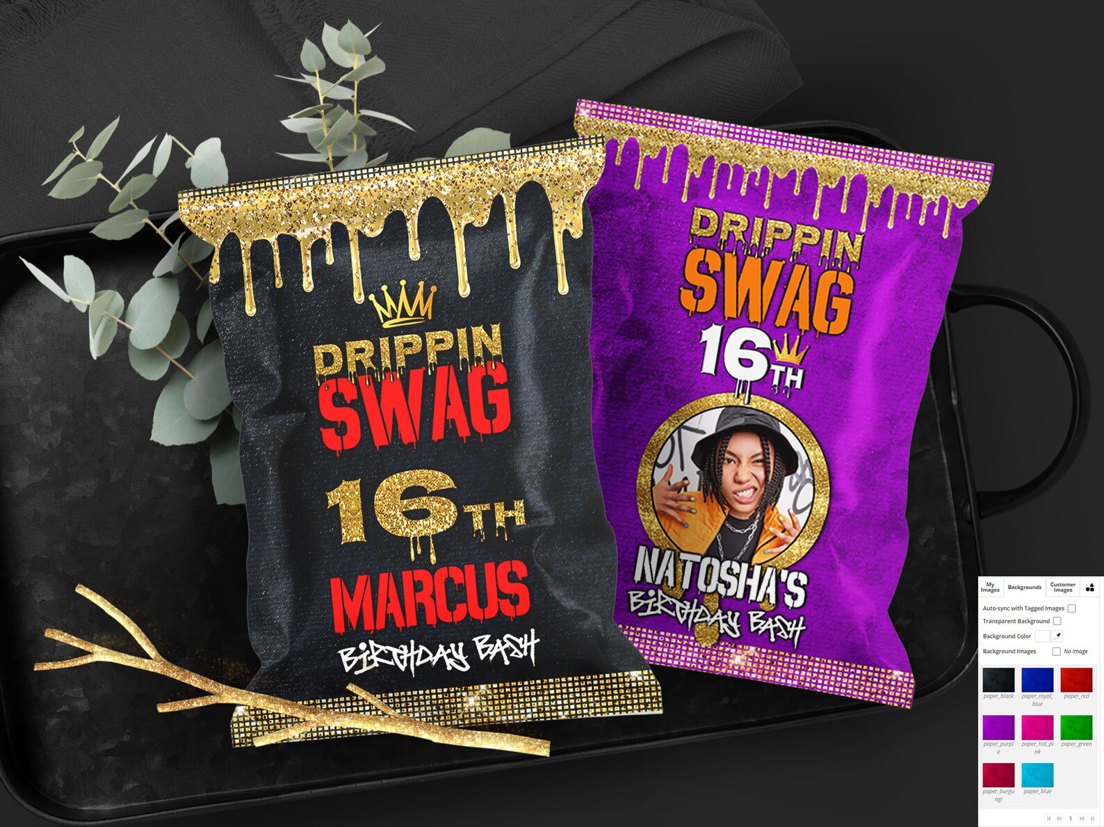 DIY Editable Dripping Swag Chip Bag Template Birthday Favor - Etsy