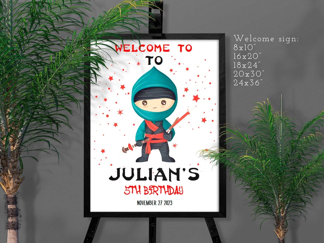 Editable Ninja Birthday Welcome Sign Ninja Party Martial Arts Banner ...