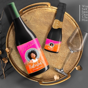 Hot Pink and Orange Party Decorations, Champagne Label, Wine Labels ...