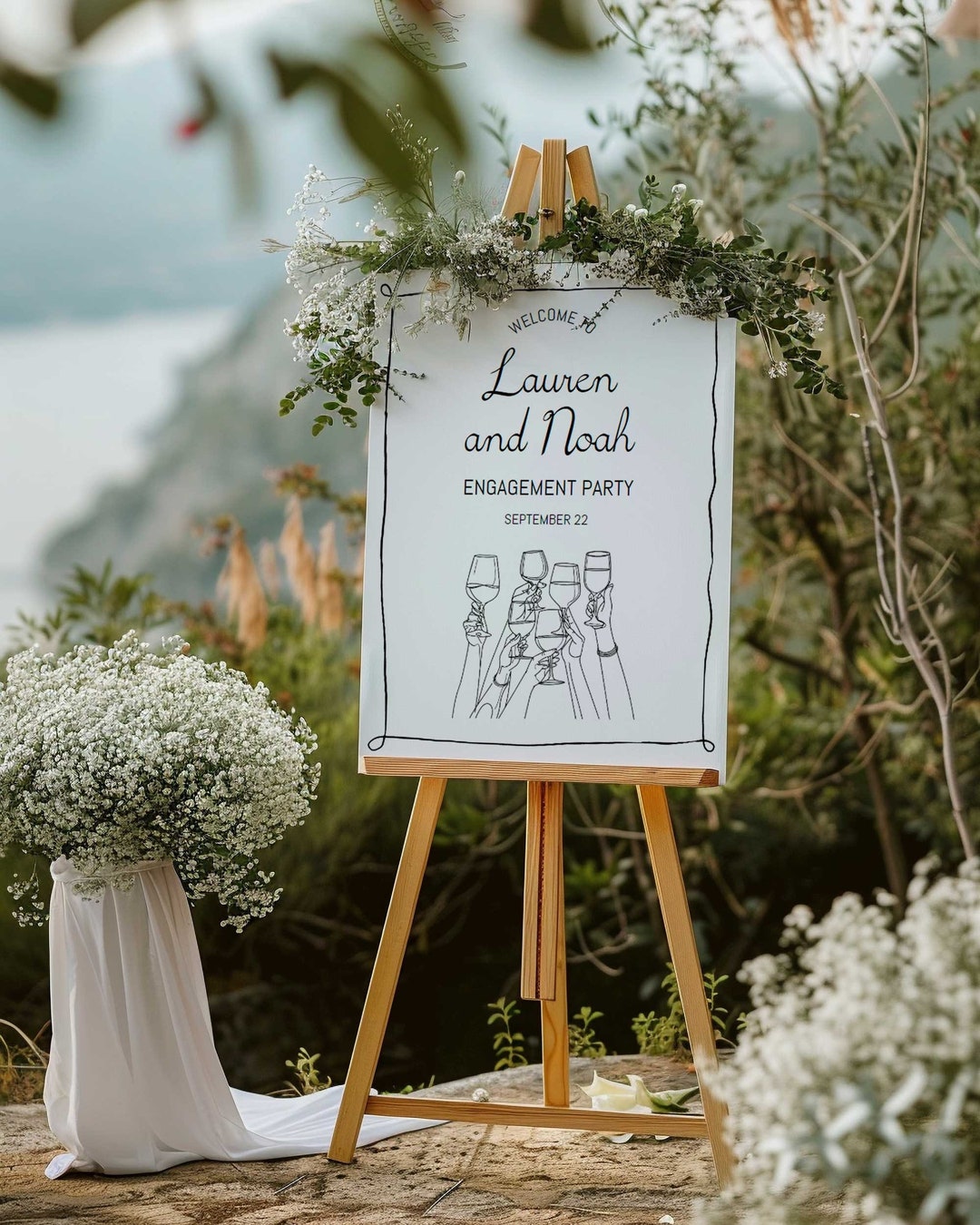 Engagement Party Sign Hand Drawn, Engagement Party Welcome Sign ...