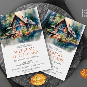 Cabin Invite, Weekend in the Woods Invitation Editable, Camping Party ...