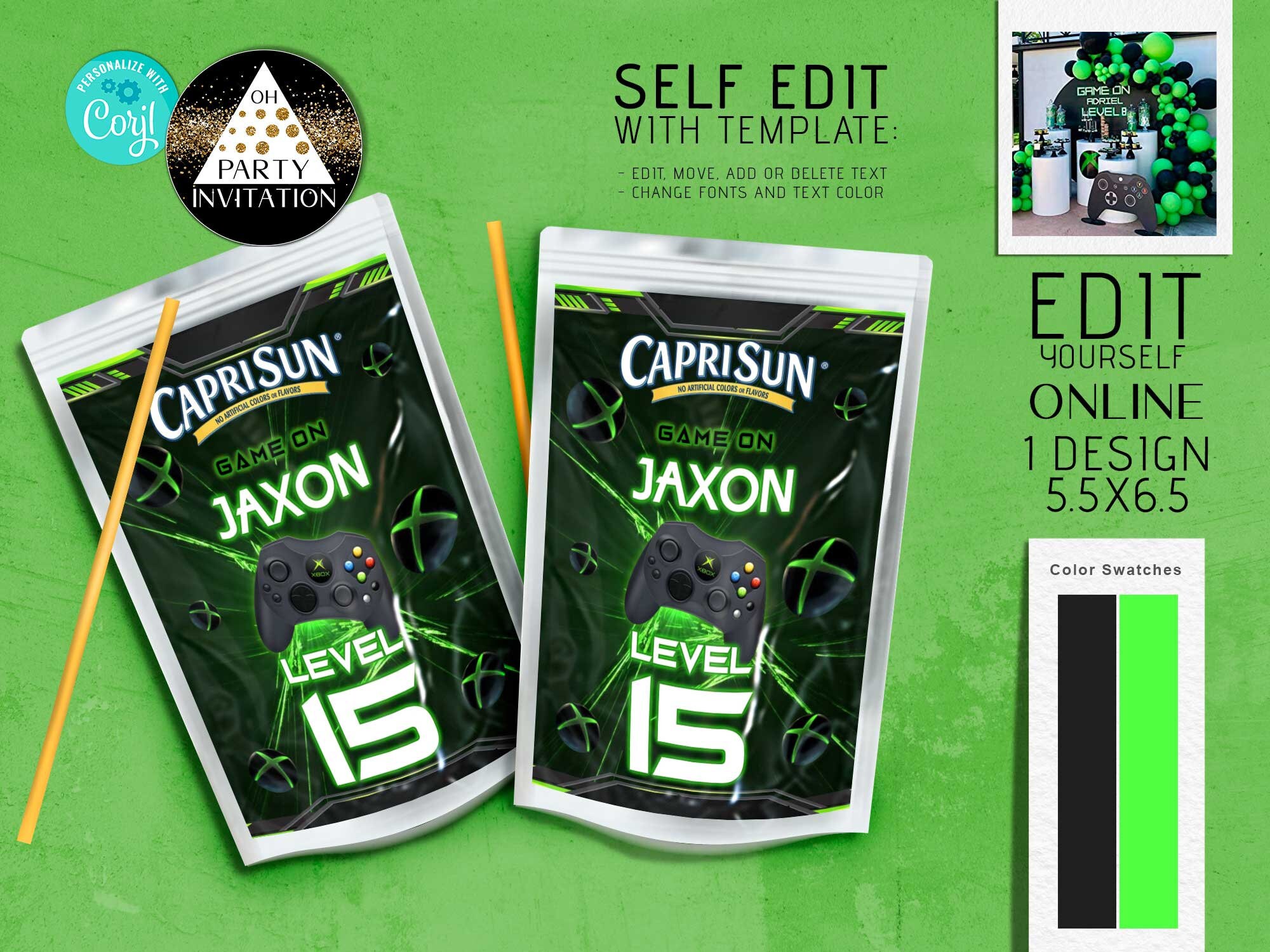 Game birthday party favors Gaming birthday capri sun labels Birthday ...