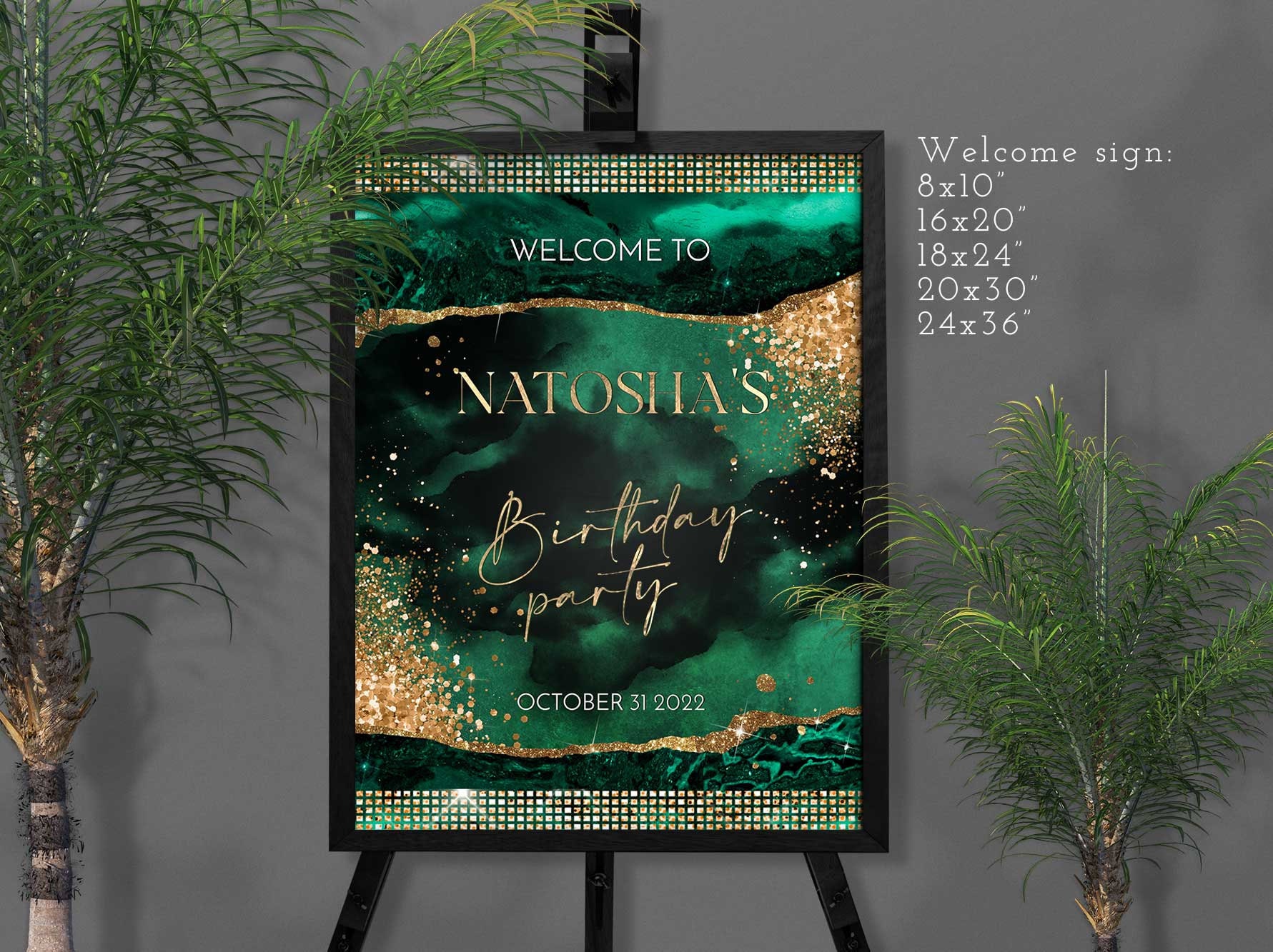 DIY Emerald Green and Gold Welcome Sign Birthday Party - Etsy