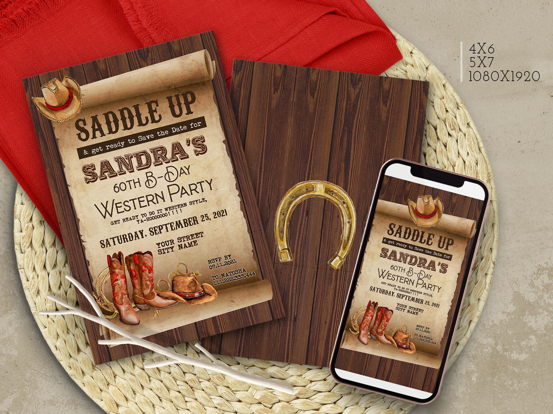 Editable Saddle up Rodeo Cowboy Invitation 40th 50th 60th - Etsy