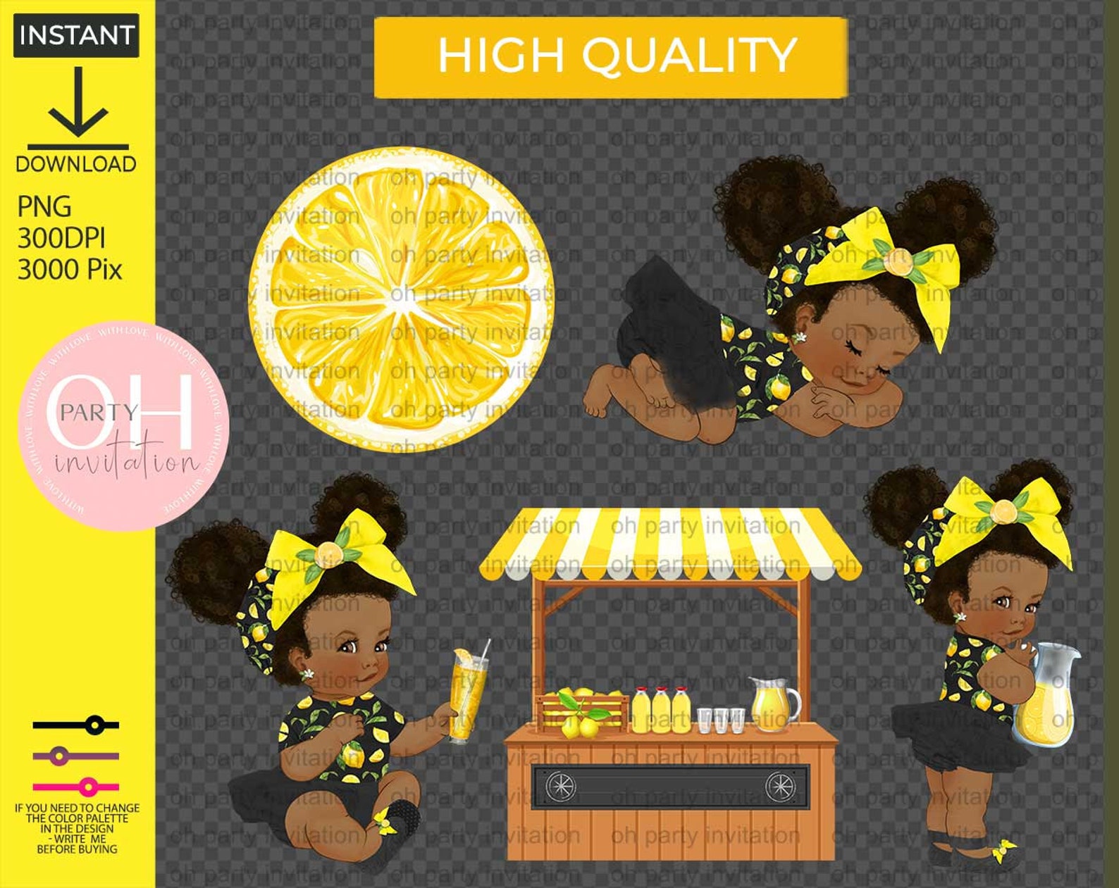 Fresh Lemonade Baby Shower Princess African American Lemon | Etsy