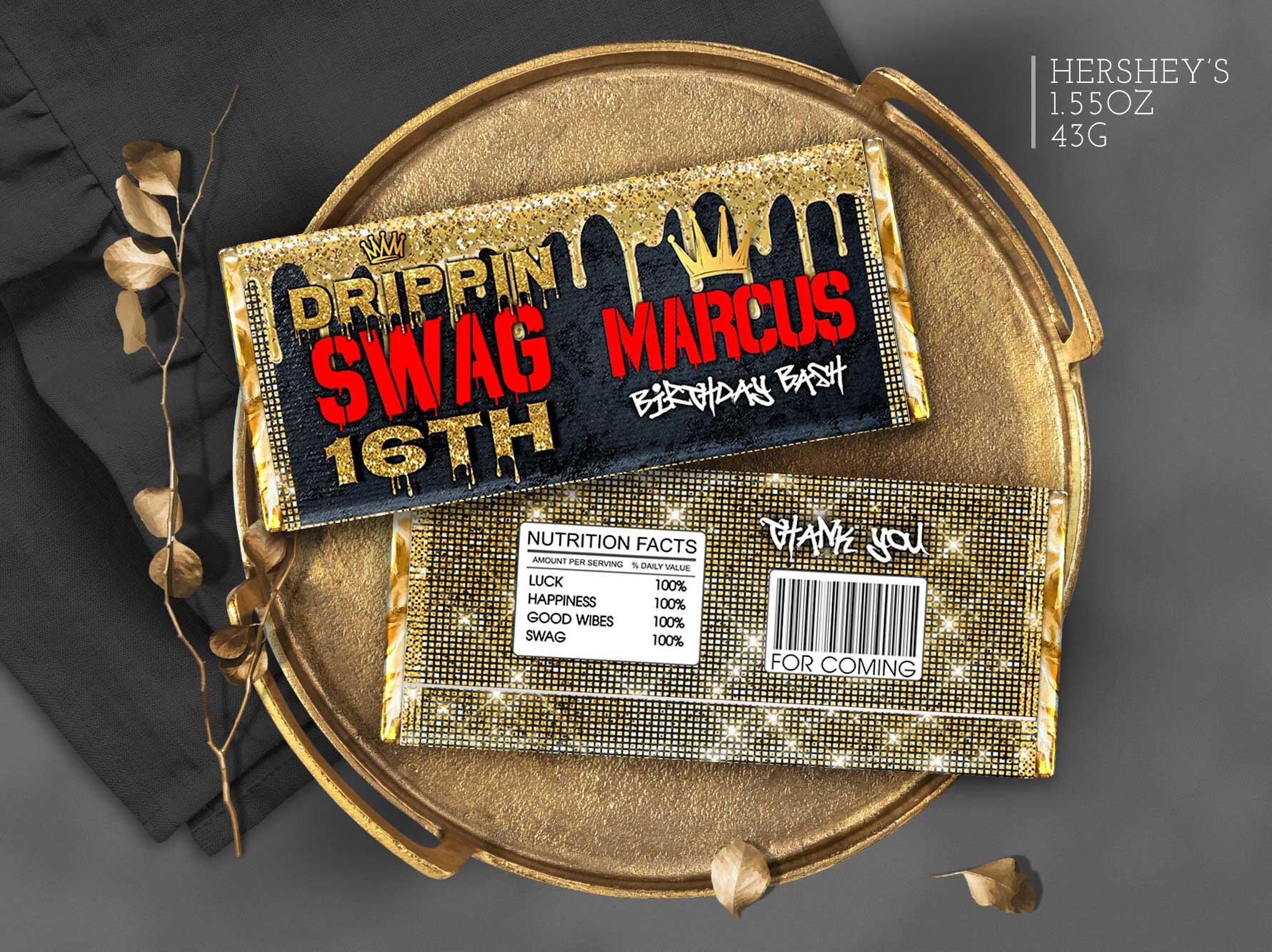 Editable Dripping Swag Candy Bar Template Birthday Party - Etsy