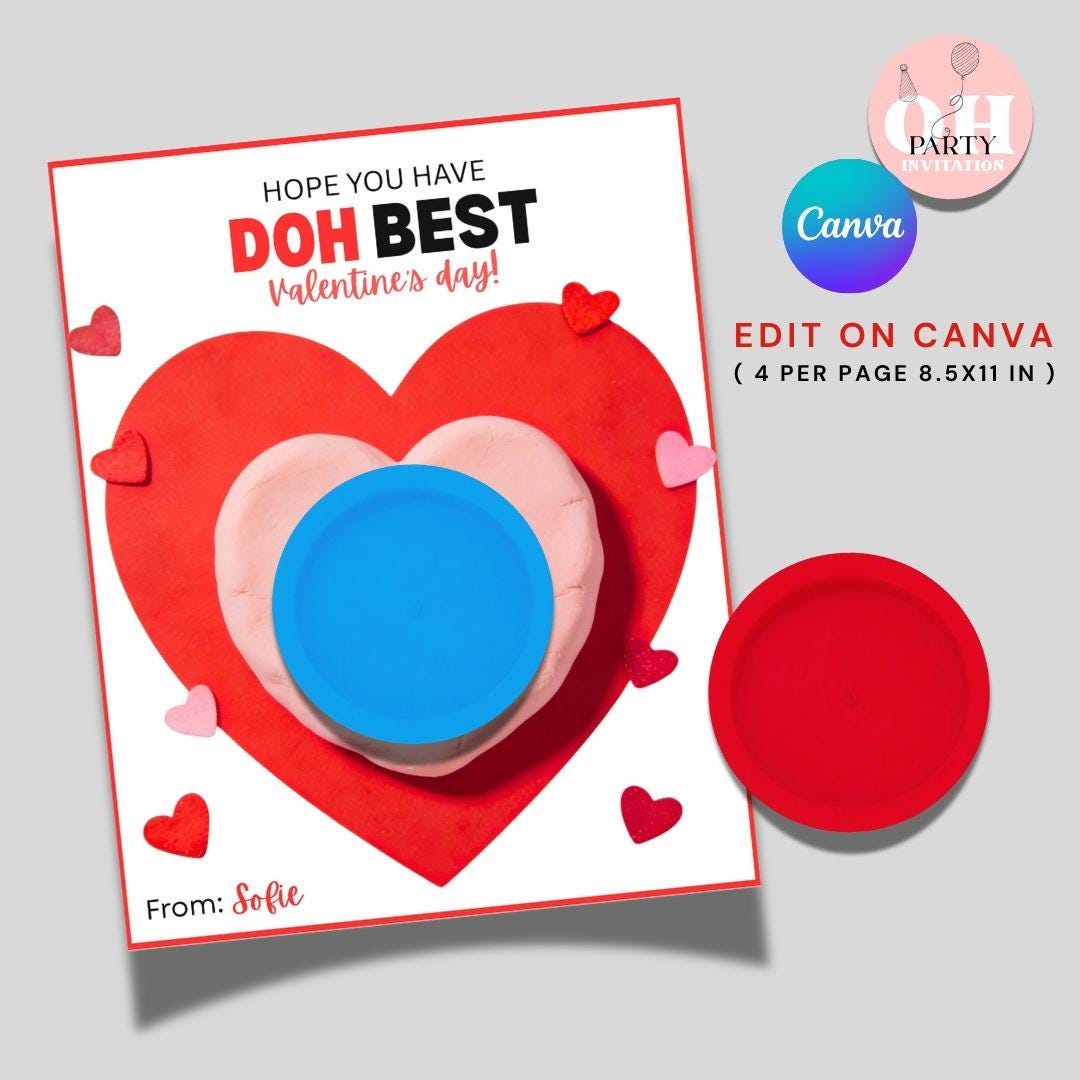Play Doh Valentine's Card, Kids Valentines Day Card, Non-candy ...