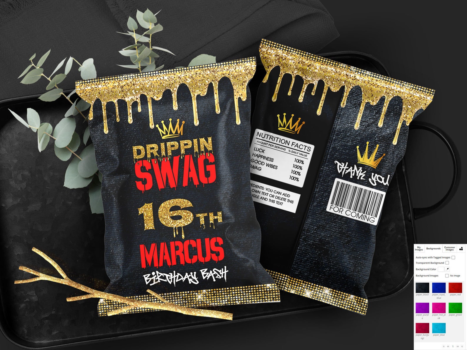 Editable Dripping Swag 16 Any Age Birthday Party Favors - Etsy