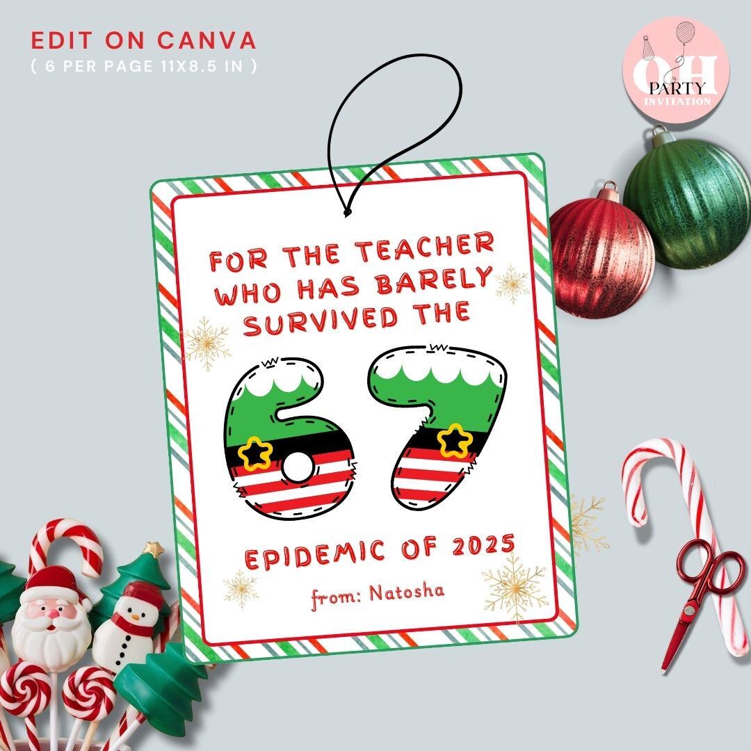 67 Teacher Christmas Tag Printable, Funny School Xmas Tag Teacher ...