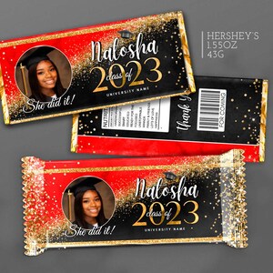 Editable Graduation Black Red Party Decorations With Pic Senior 2025 ...