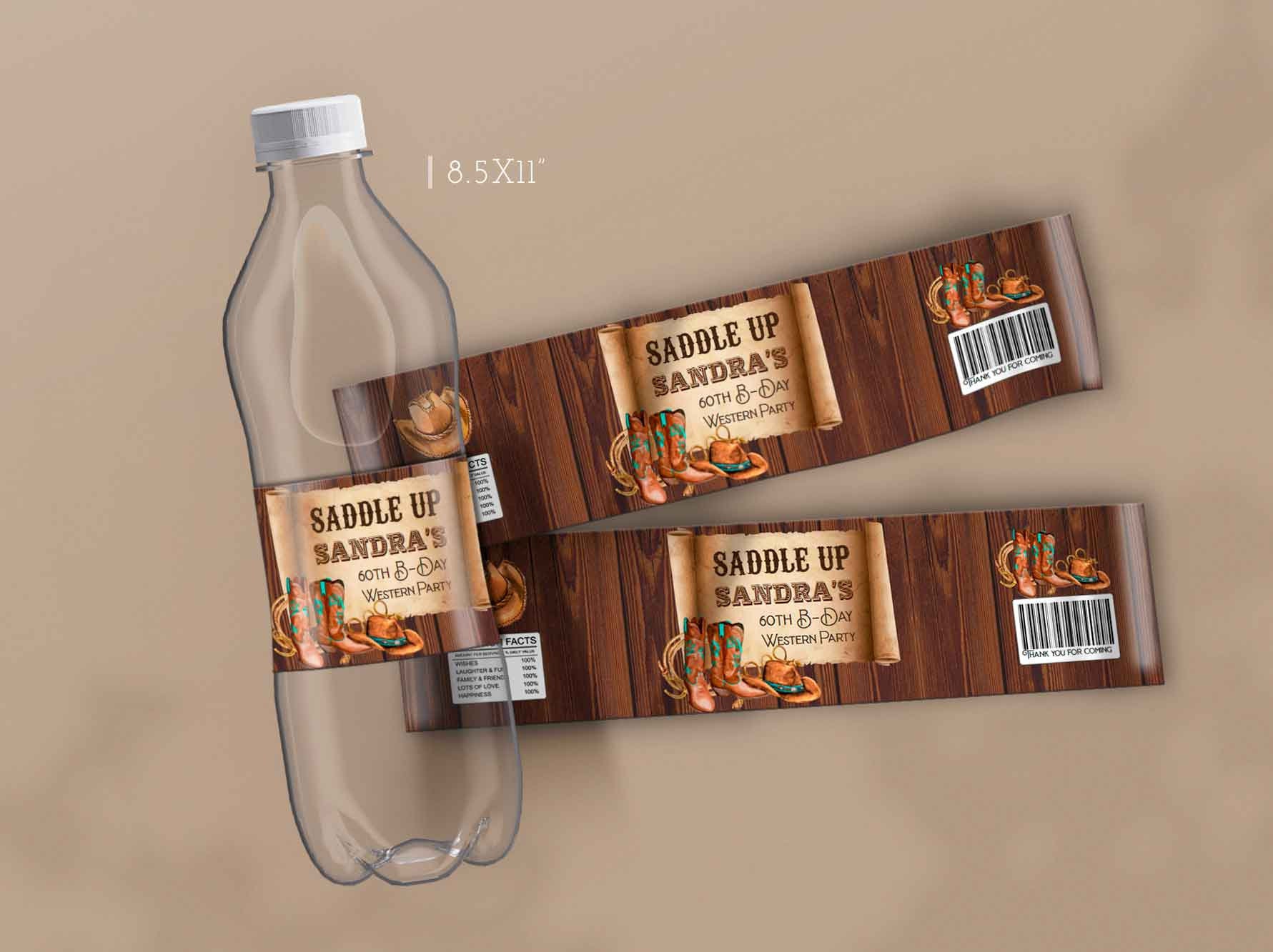 Editable Western Cowgirl Water Bottle Labels Birthday - Etsy
