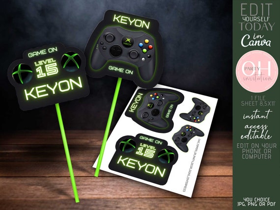 DIY Digital Game cake topper printable x box centerpieces birthday ...