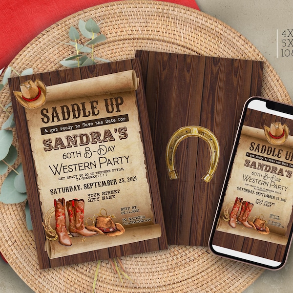 Rodeo 60th Birthday Invitation - Etsy