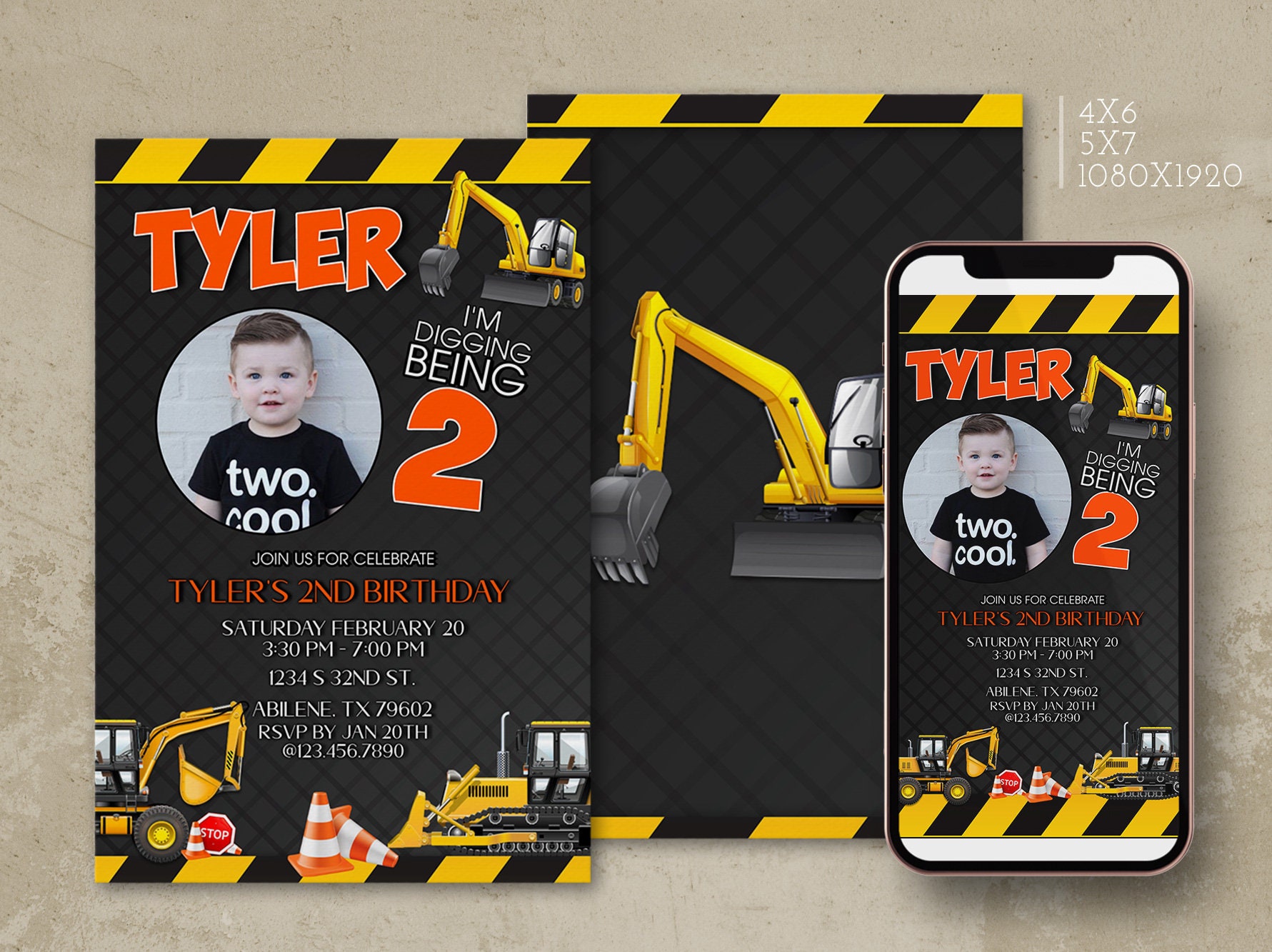 Editable Construction Invite Construction Birthday Invitation - Etsy